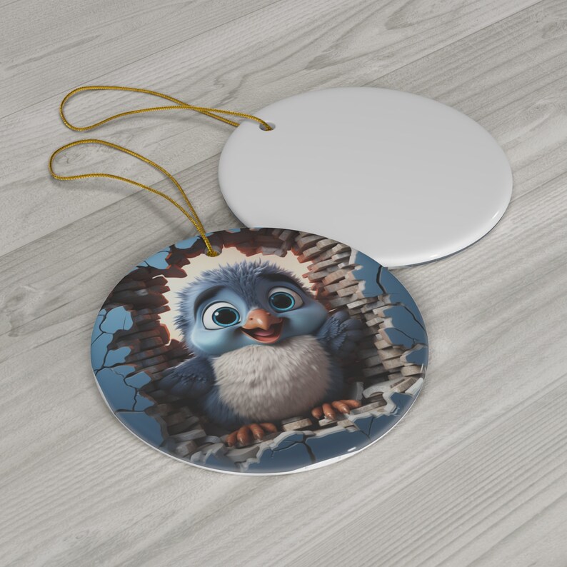 Cute Baby Blue Bird Popping Through Hole in Wall Ornament - Etsy