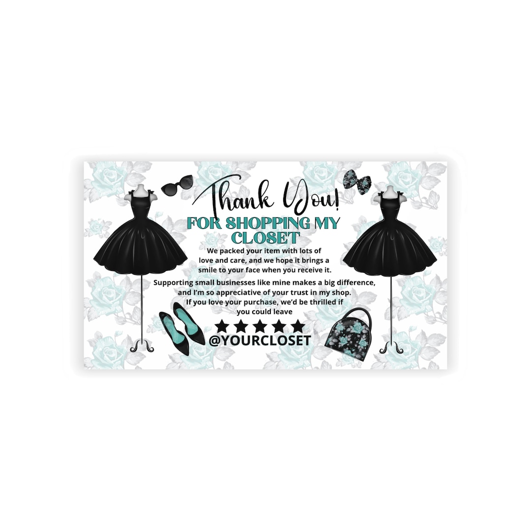 Thank You for Shopping My Closet Poshmark Package Insert Business Cards ...
