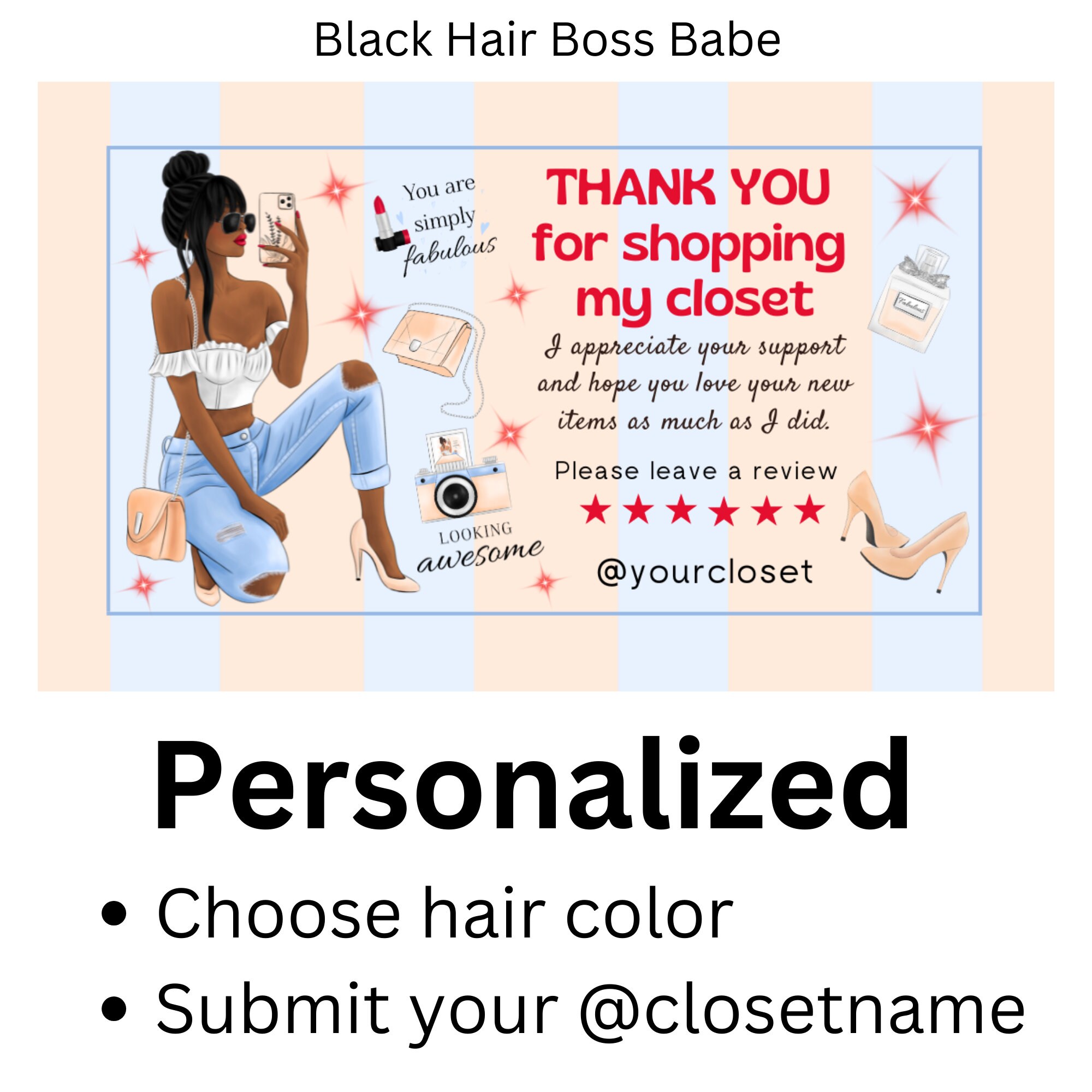Thank You for Shopping My Closet Cards, Poshmark Thank You Cards, Thank ...