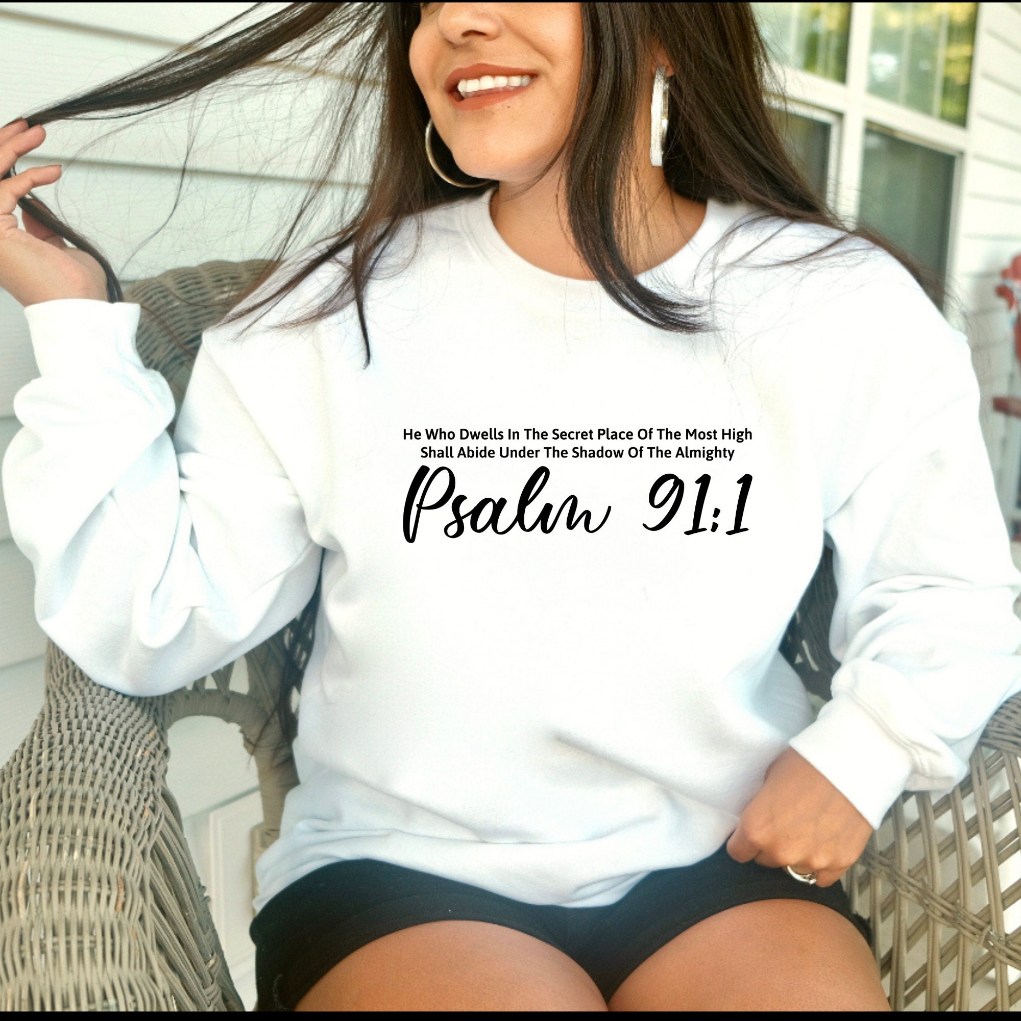 Psalm 91:1 Bible Verse Christian Bible Verse Sweatshirt Scripture ...