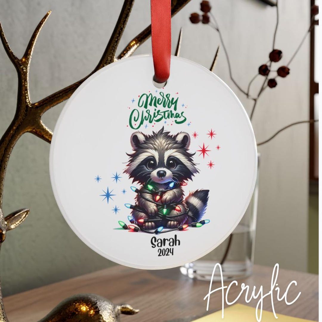 Custom Acrylic Christmas Raccoon Tangled Christmas Lights Keepsake ...