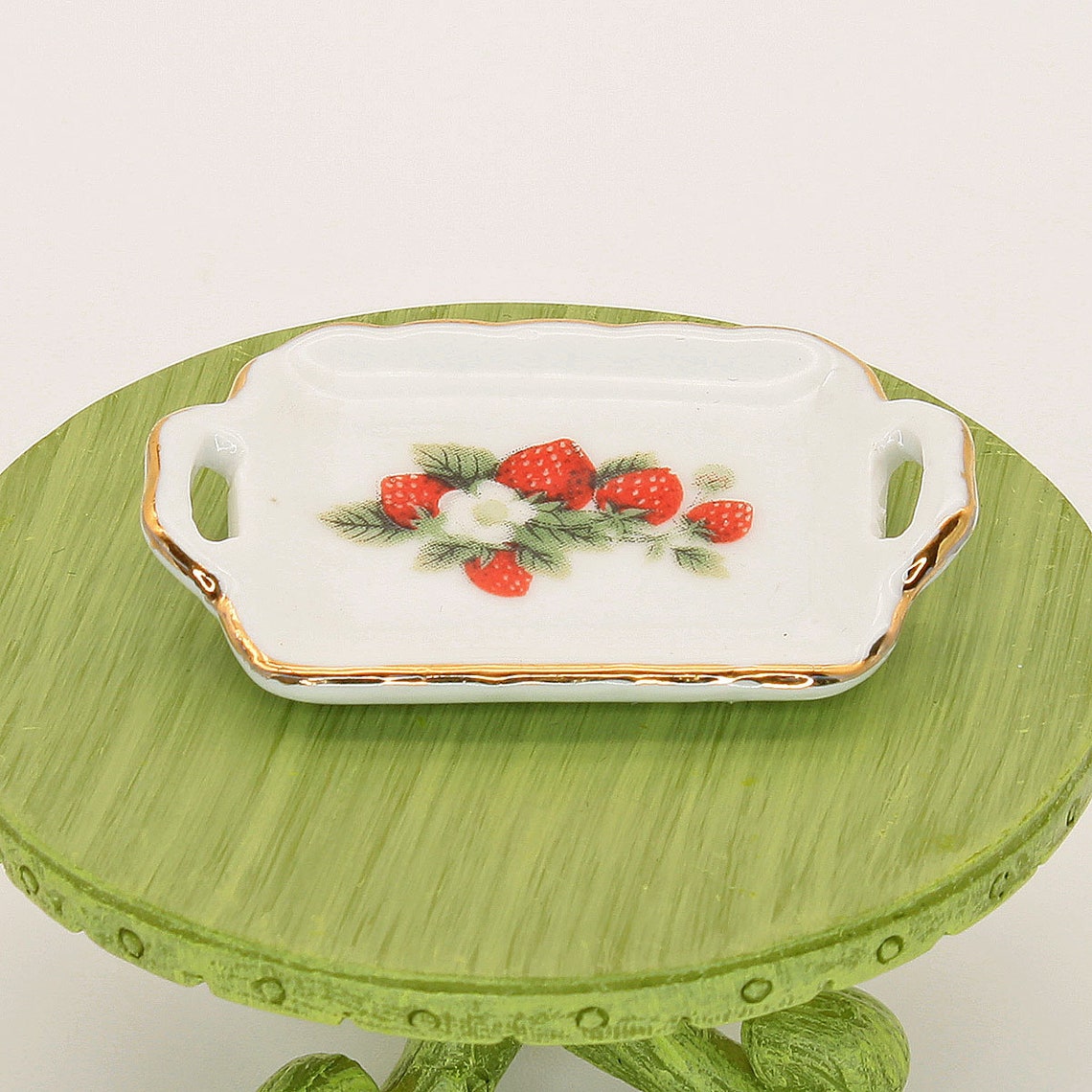 Strawberry Design China Tea Set, Miniature Fairy Garden Tea Set, Dolls ...