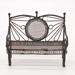 Black Metal Garden Bench, Miniature Bench, Traditional Style Fairy ...