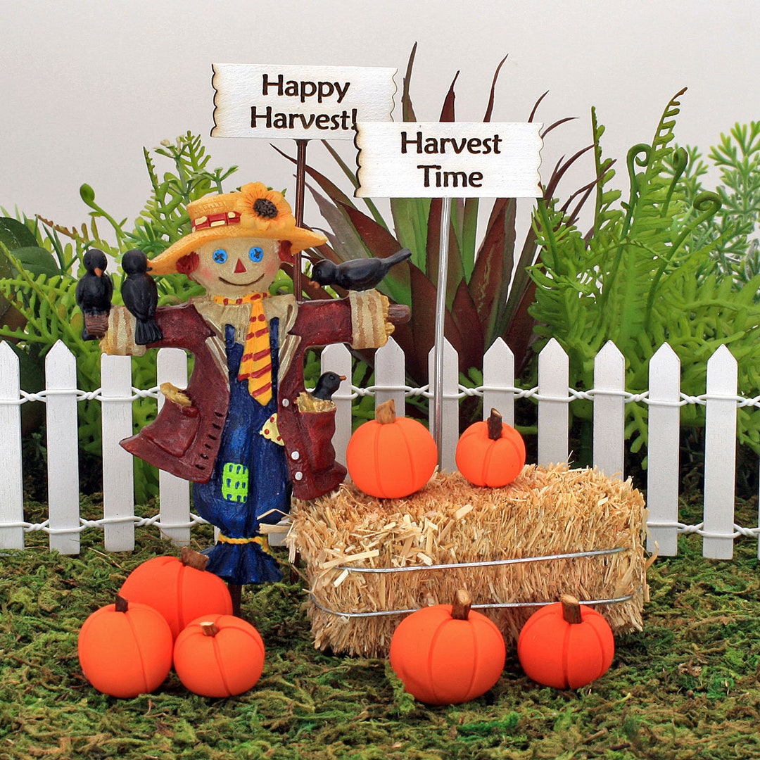 Stanley the Scarecrow, Miniature Scarecrow, Hay Bale, Pumpkins, Harvest ...