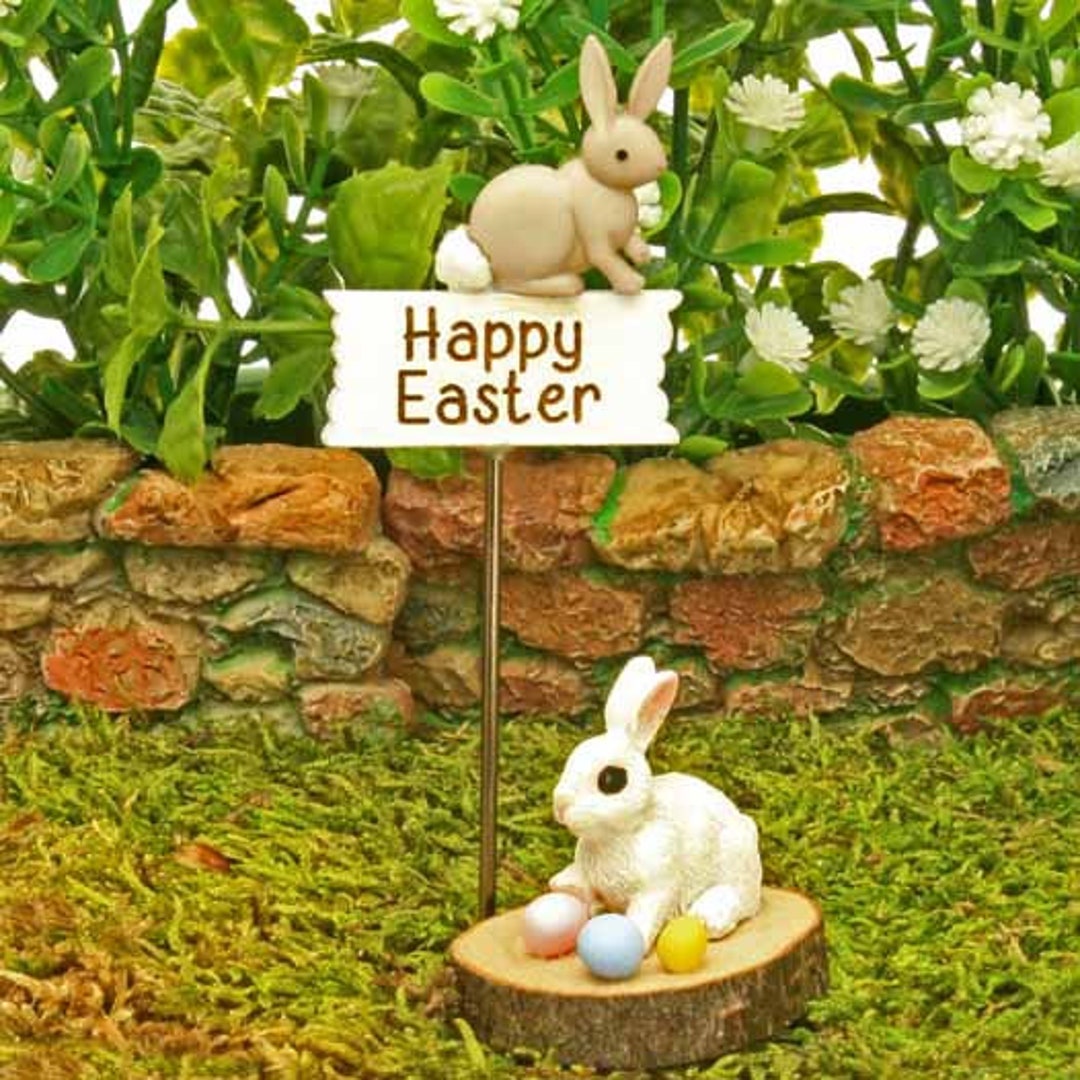 Easter Garden Bench, Flower Bench With Easter Bunny and Basket of ...