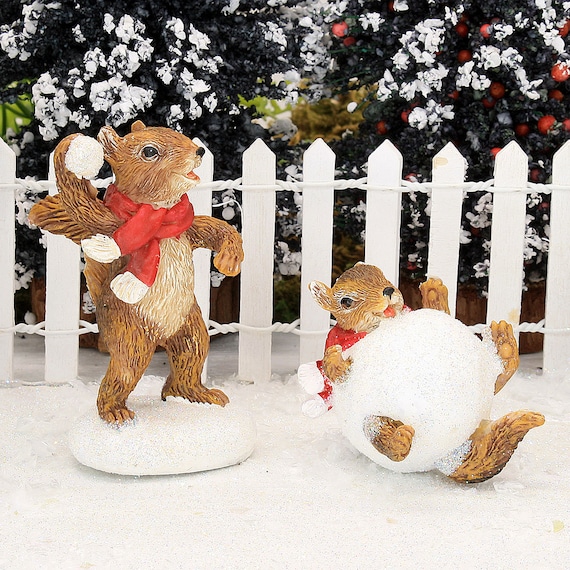 Snowball Squirrels Snowball Fun Squirrels Playing in the - Etsy