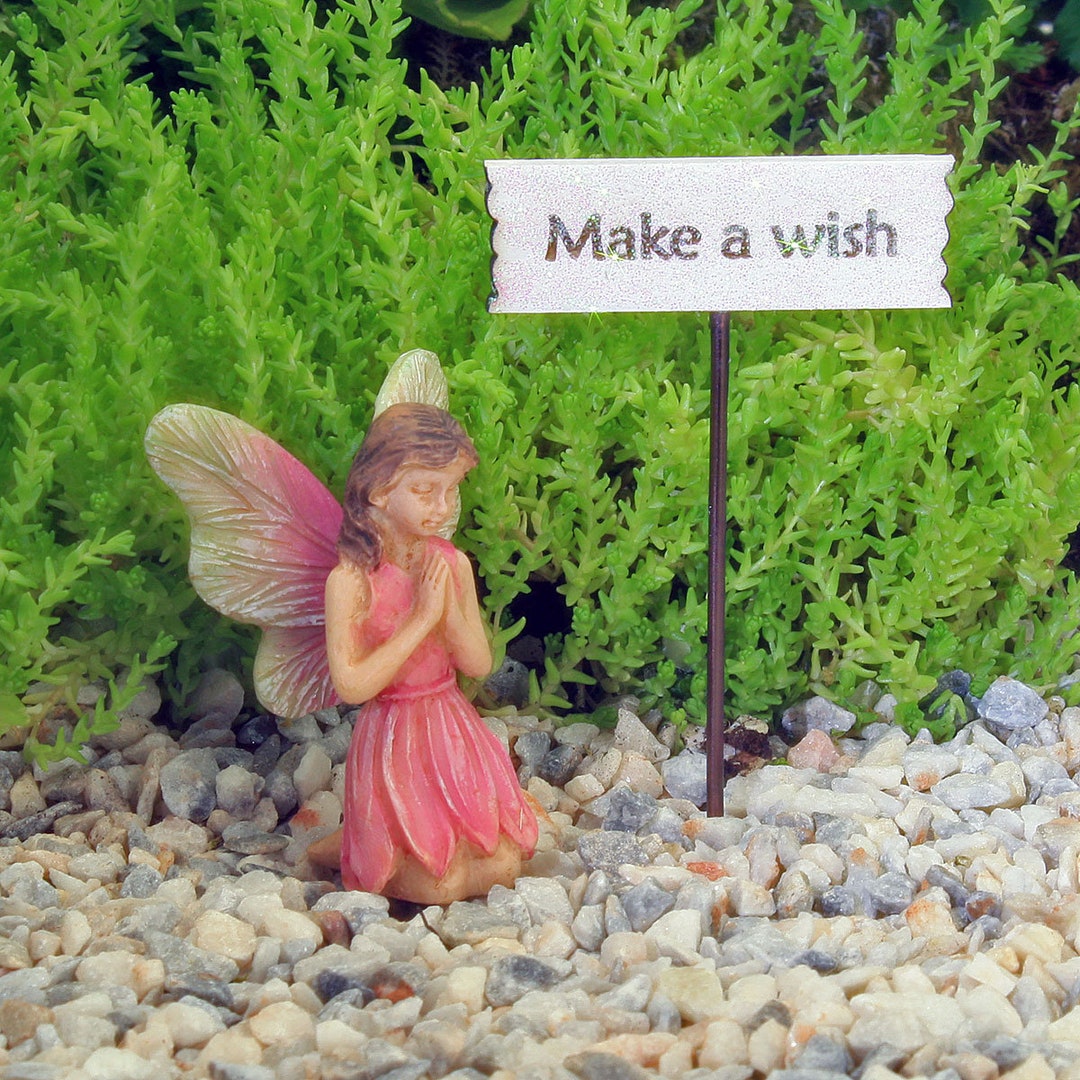 Make A Wish Fairy and Sign, Wishing Fairy, Praying Fairy, Miniature ...