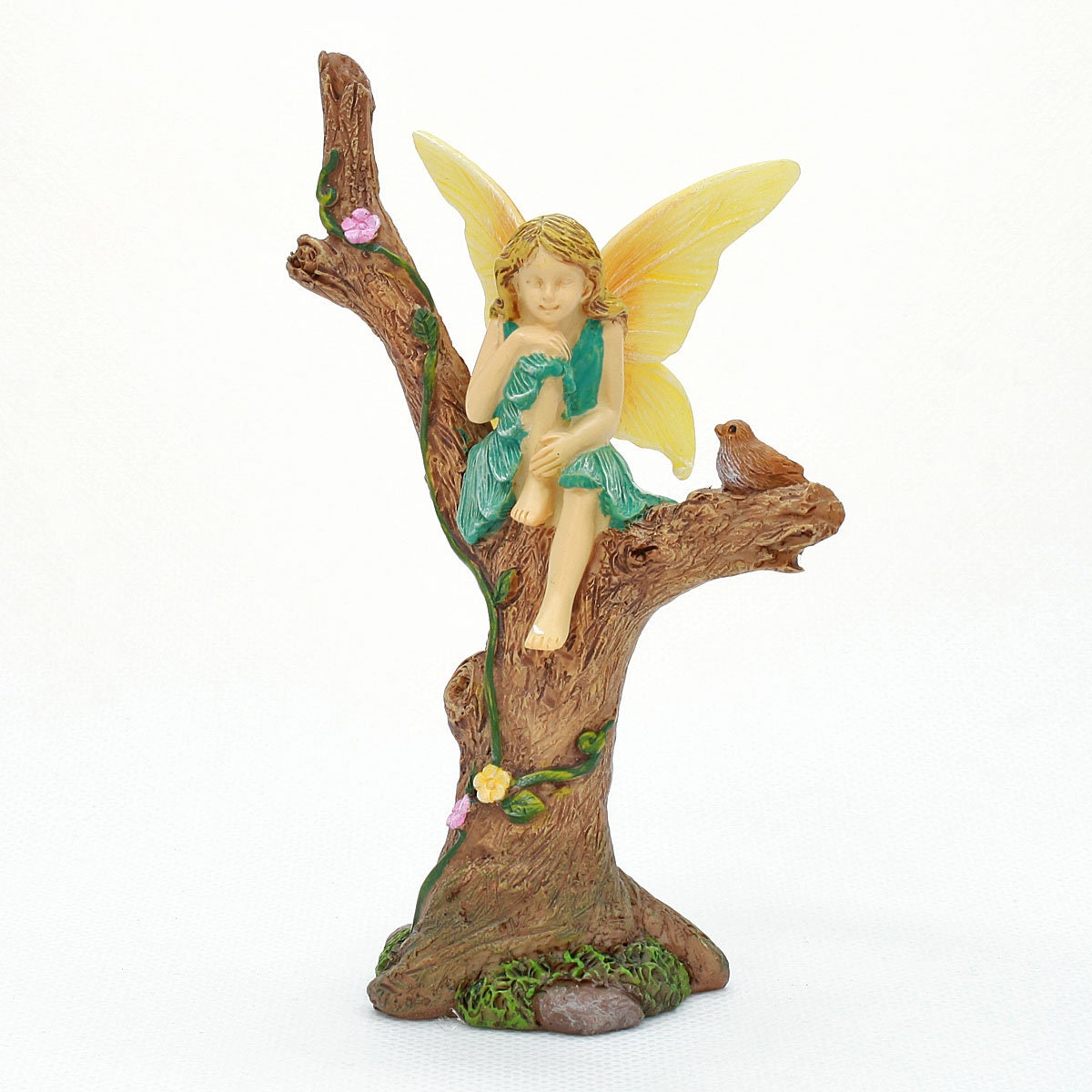 Sitting Pretty Fairy on Tree Stump Fairy on Log with Bird | Etsy