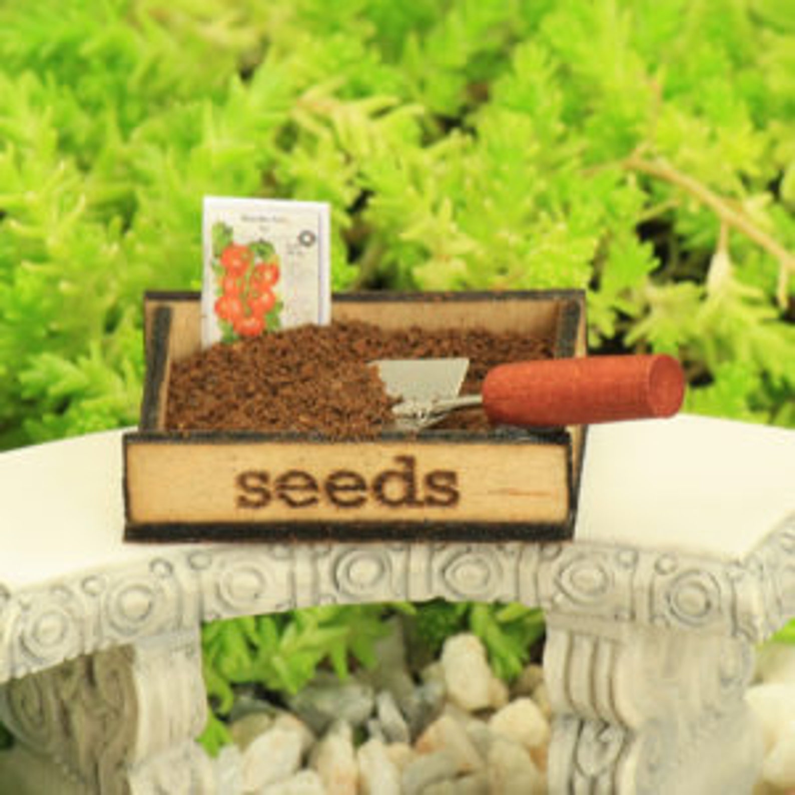 Tiny Seed Tray and Trowel Fairy Garden Seed Tray Miniature | Etsy