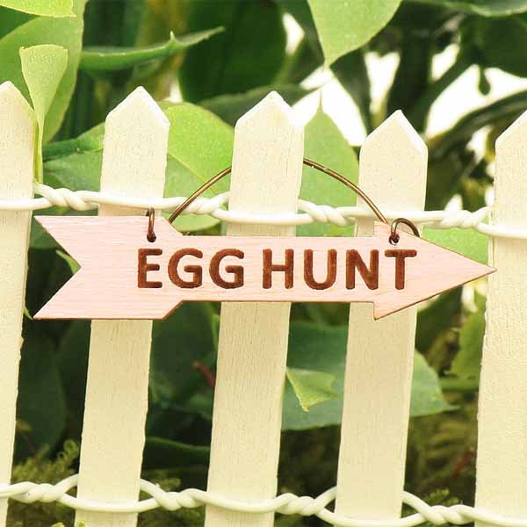 Easter Egg Hunt Arrow Sign, Miniature Easter Egg Hunt Sign, Fairy ...