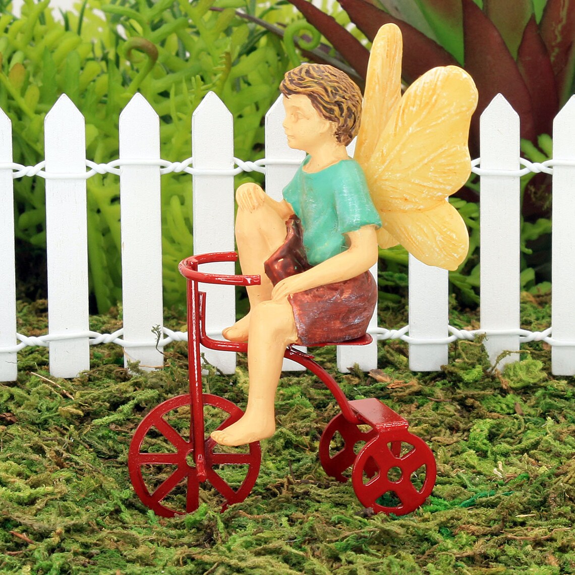 Sitting Boyfairy, Red Trike, Football, Miniature Sitting Boy Fairy ...