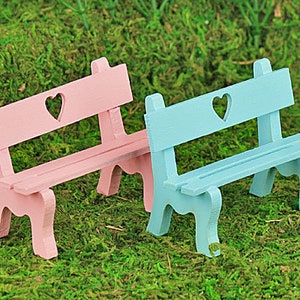 Fairy Garden Wooden Bench, Heart Detail, Fairy Garden Seat, Fairy ...