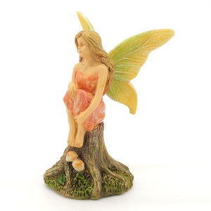 Stop and Rest Fairy, Resting Fairy on Tree Stump, Miniature Fairy on ...