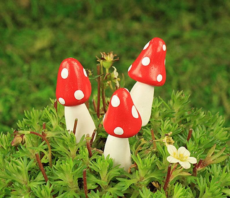 Set of 3 Woodland Mushrooms Fairy Garden Mushrooms Fairy - Etsy