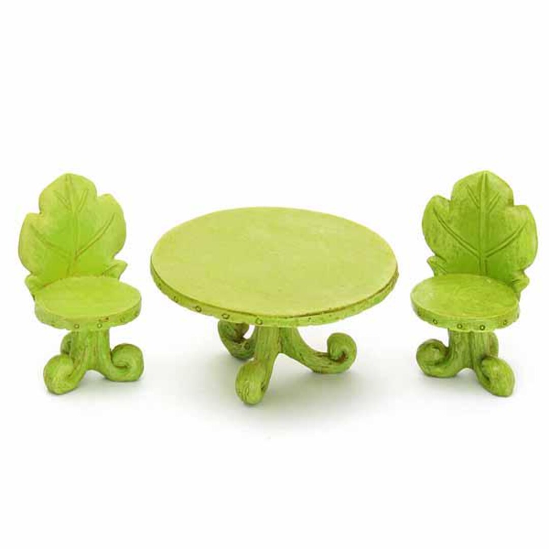 Oak Leaf Style Fairy Table and Chair Set, Green Oak Leaf Design ...