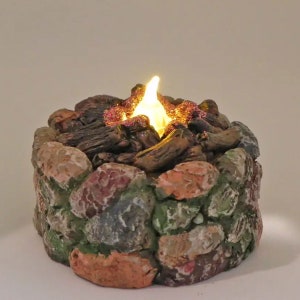Stone Fire Pit With Log Effect and Flickering Flame, Light-up Fire Pit ...