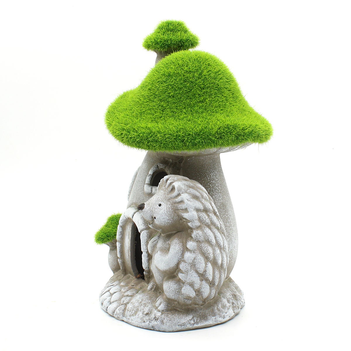 Toadstool Fairy House With Grassy Roof and Hedgehog Fairy - Etsy