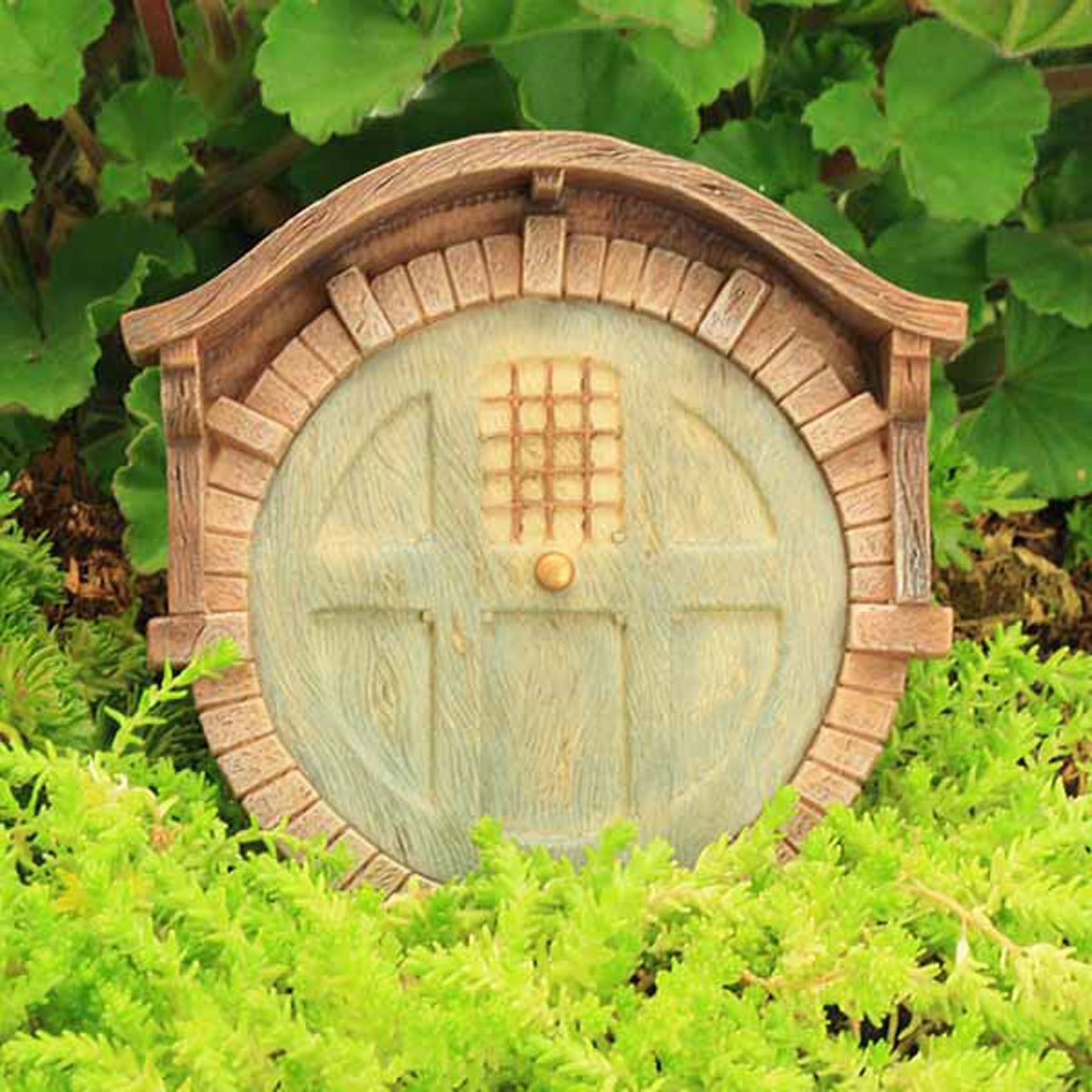 Round Hobbit Door With Brick Surround Blue Hobbit Door Round | Etsy