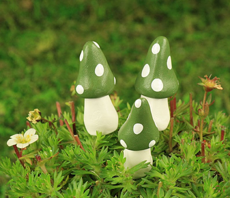 Set of 3 Woodland Mushrooms Fairy Garden Mushrooms Fairy - Etsy