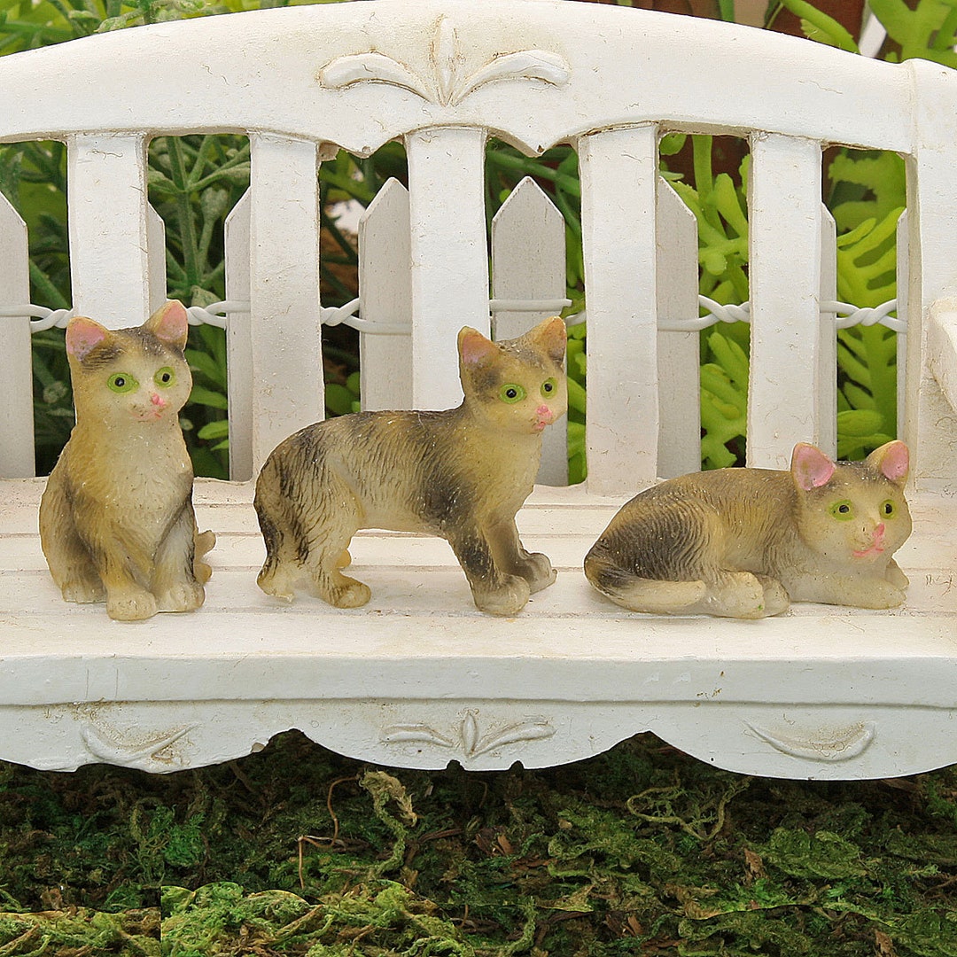 Tabby Cats, Standing, Sitting Laying Miniature Cat Figure, Dolls House ...