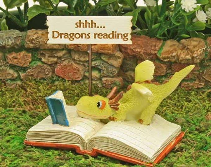 Miniature Dragon Reading Book Shh...dragon's Reading - Etsy UK