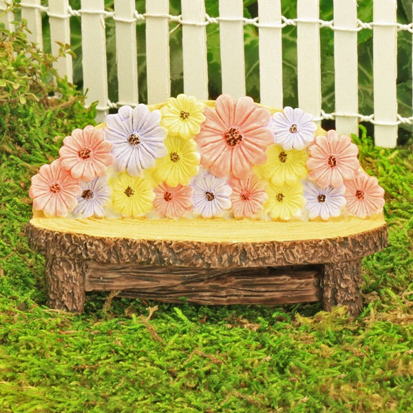 Pretty Flower Garden Bench Miniature Bench Wooden Effect - Etsy UK