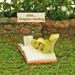 Miniature Dragon Reading Book, Shh...dragon's Reading Sign, Enchanted ...