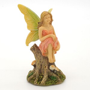 Stop and Rest Fairy, Resting Fairy on Tree Stump, Miniature Fairy on ...