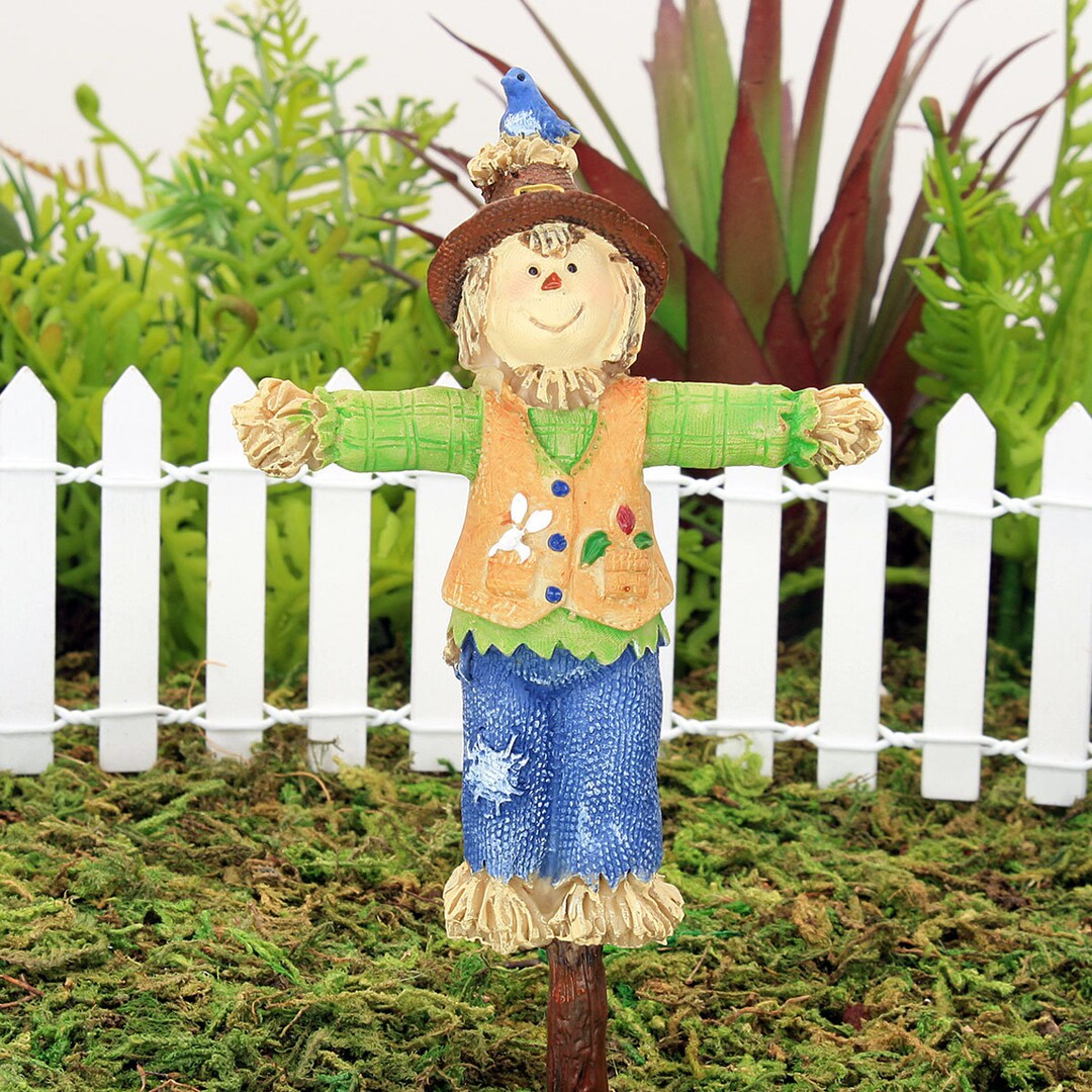 Mr Scarecrow With Blue Bird, Miniature Scarecrow Figure, Vegetable ...