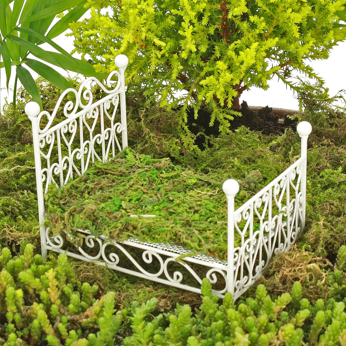 White Fairy Bed With Sleeping Fairy and Sign, Sleeping Fairy, Fairy Bed ...