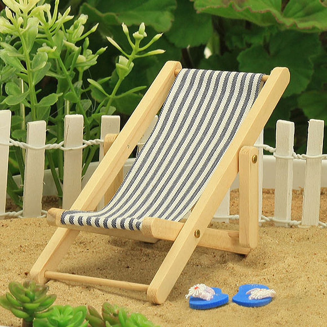 Deck Chair, Fairy Beach Chair, Traditional Style Deck Chair, Miniature ...
