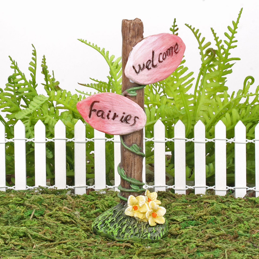 Fairy Garden Sign Post, Welcome Fairies Sign Post, Miniature Sign Post ...