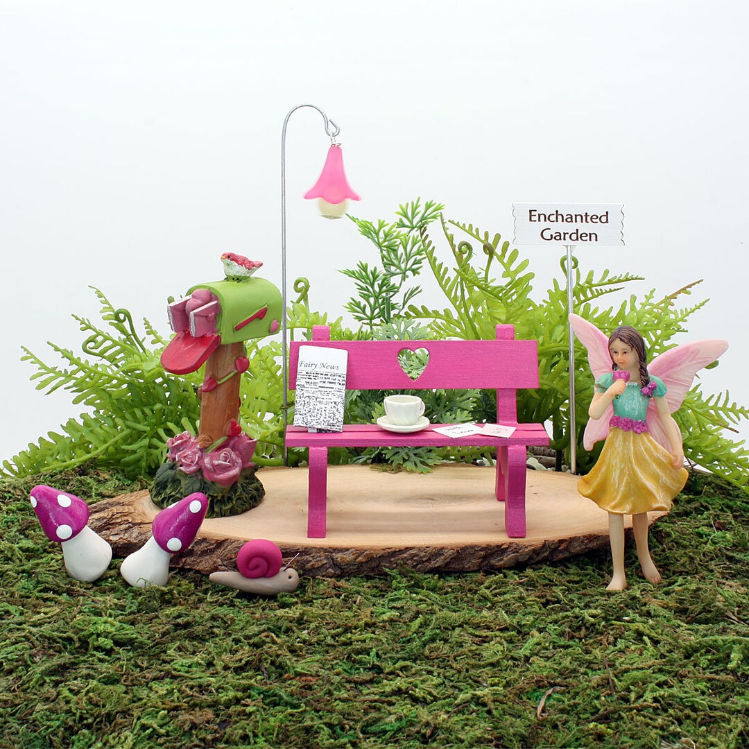Fairy Garden Gift Set, Fuchsia Pink Collection 10 or 6 Piece Starter ...