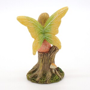 Stop and Rest Fairy, Resting Fairy on Tree Stump, Miniature Fairy on ...