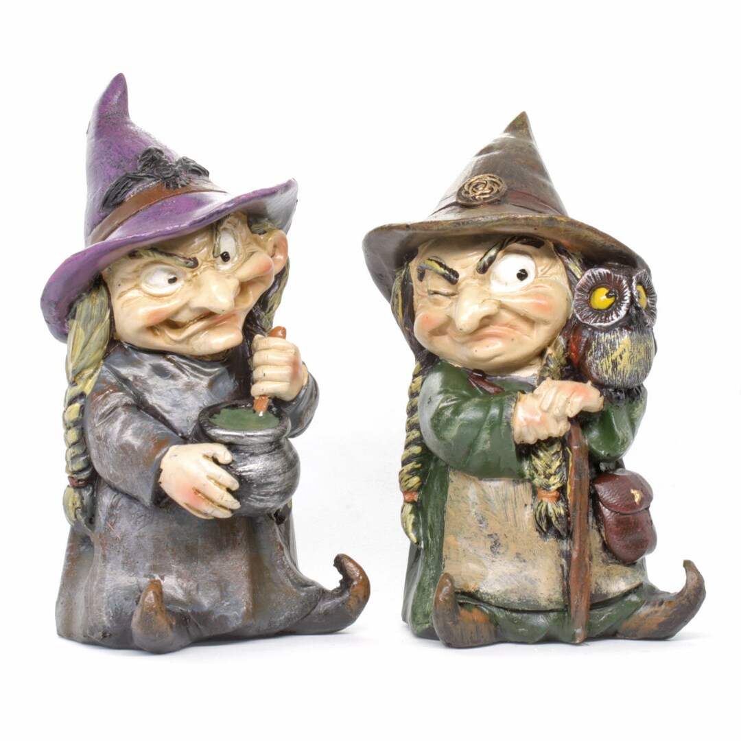 Whimsical Halloween Witch Figure, Miniature Halloween Witch , Two ...