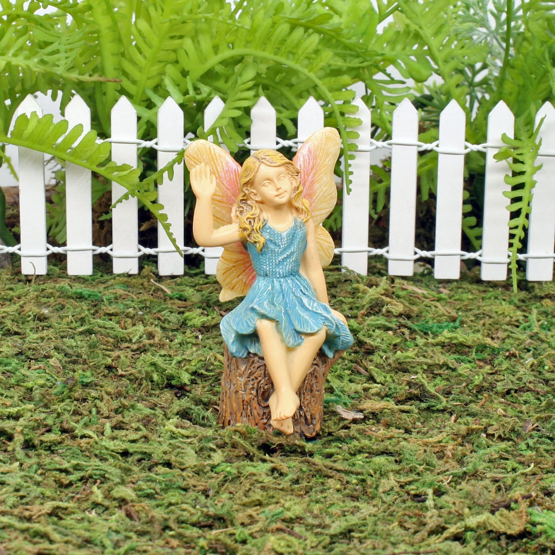 Fairy Harriet, Waving Fairy on Tree Stump, Miniature Waving Fairy ...