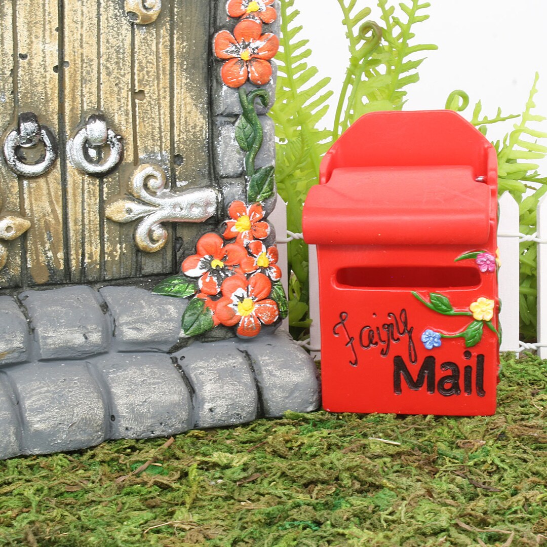 Fairy Mail Box, Red Fairy Mail Box, Hinged Opening Lid, Miniature Fairy ...