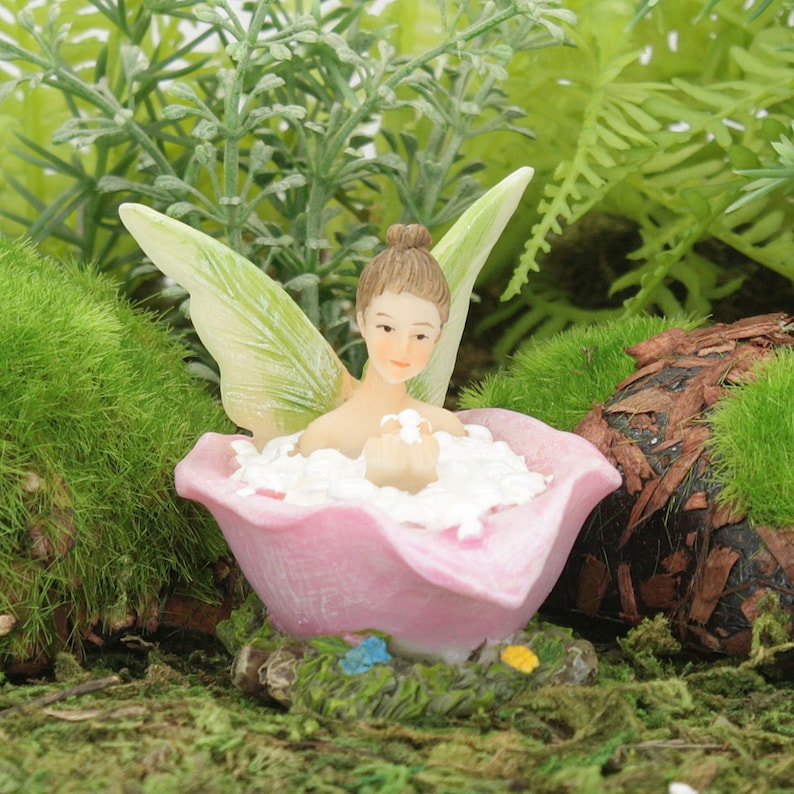 Fairy and Bath Tub, Bathing Fairy, Bath Time Fairy, Fairy Garden Figure ...