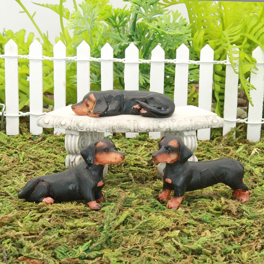 Miniature Dachshund Figure, Black and Tan Smooth Haired Dachshund ...