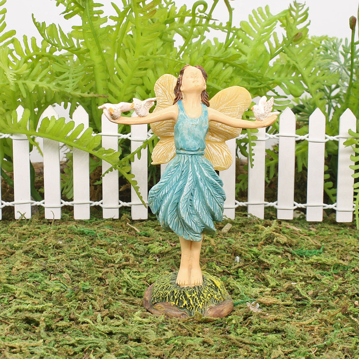 Fairy Joy With White Doves, Miniature Standing Fairy With Birds ...