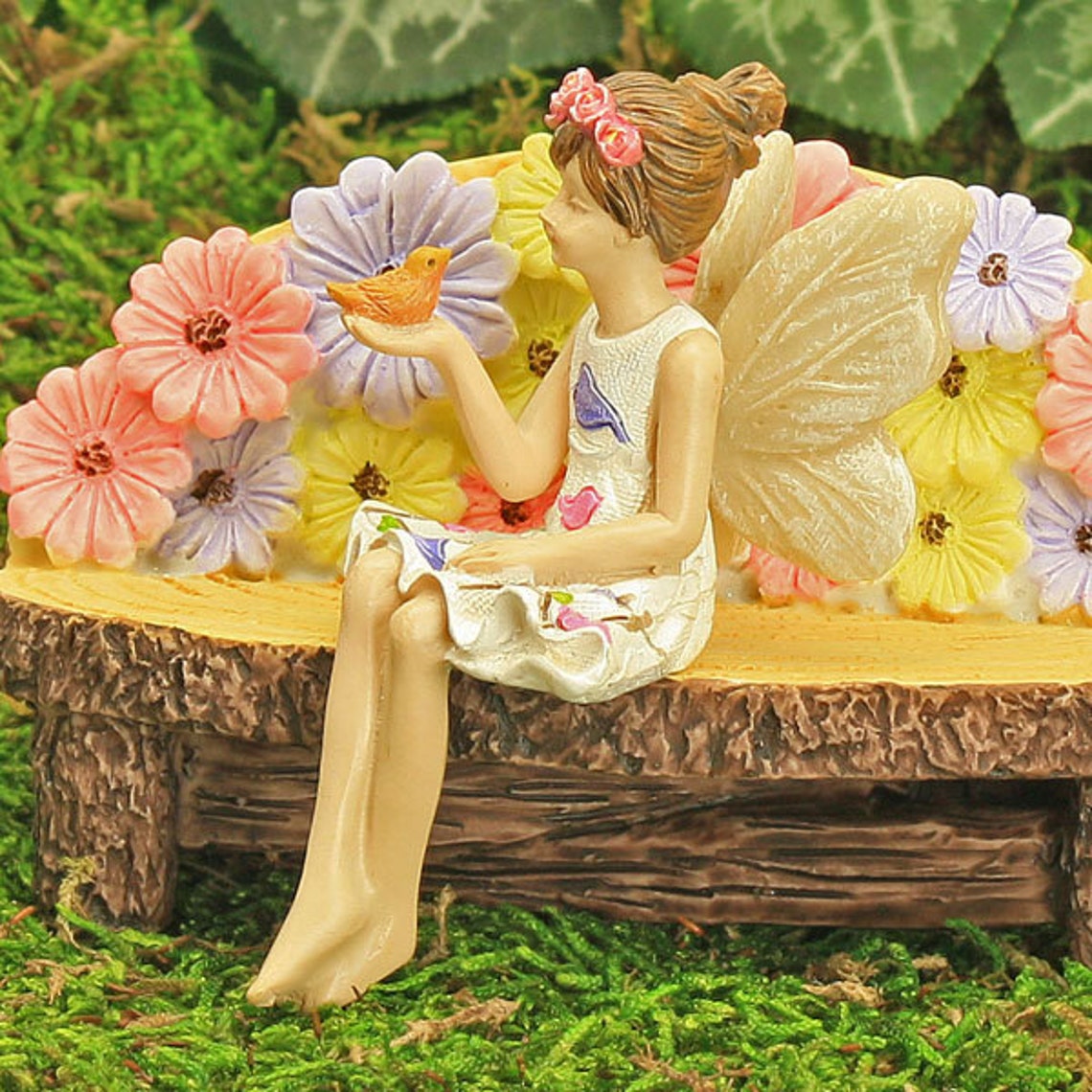 Pretty Flower Garden Bench Miniature Bench Wooden Effect - Etsy UK