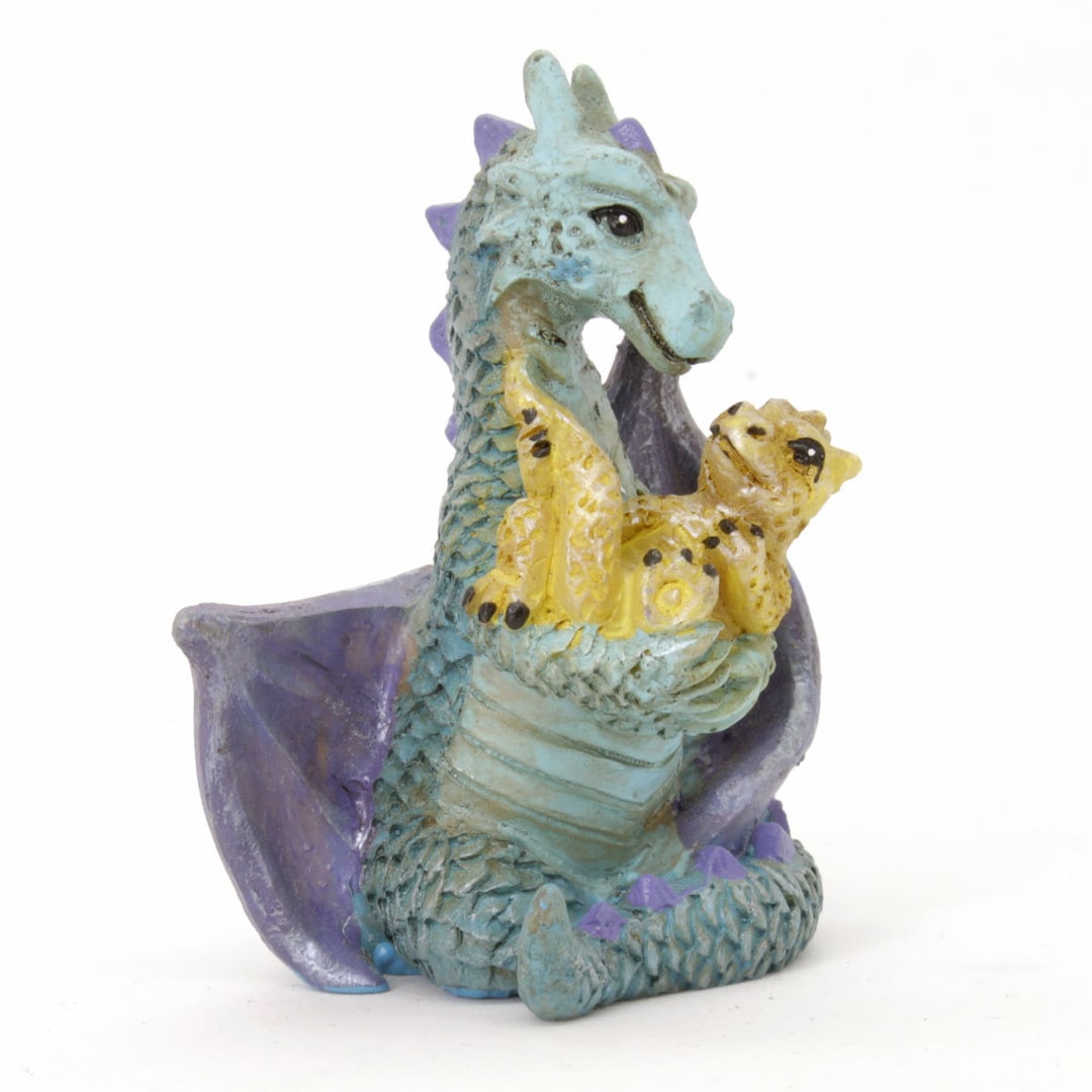 Mother and Baby Dragon, Miniature Mom Dragon With Baby, Fairy Garden ...