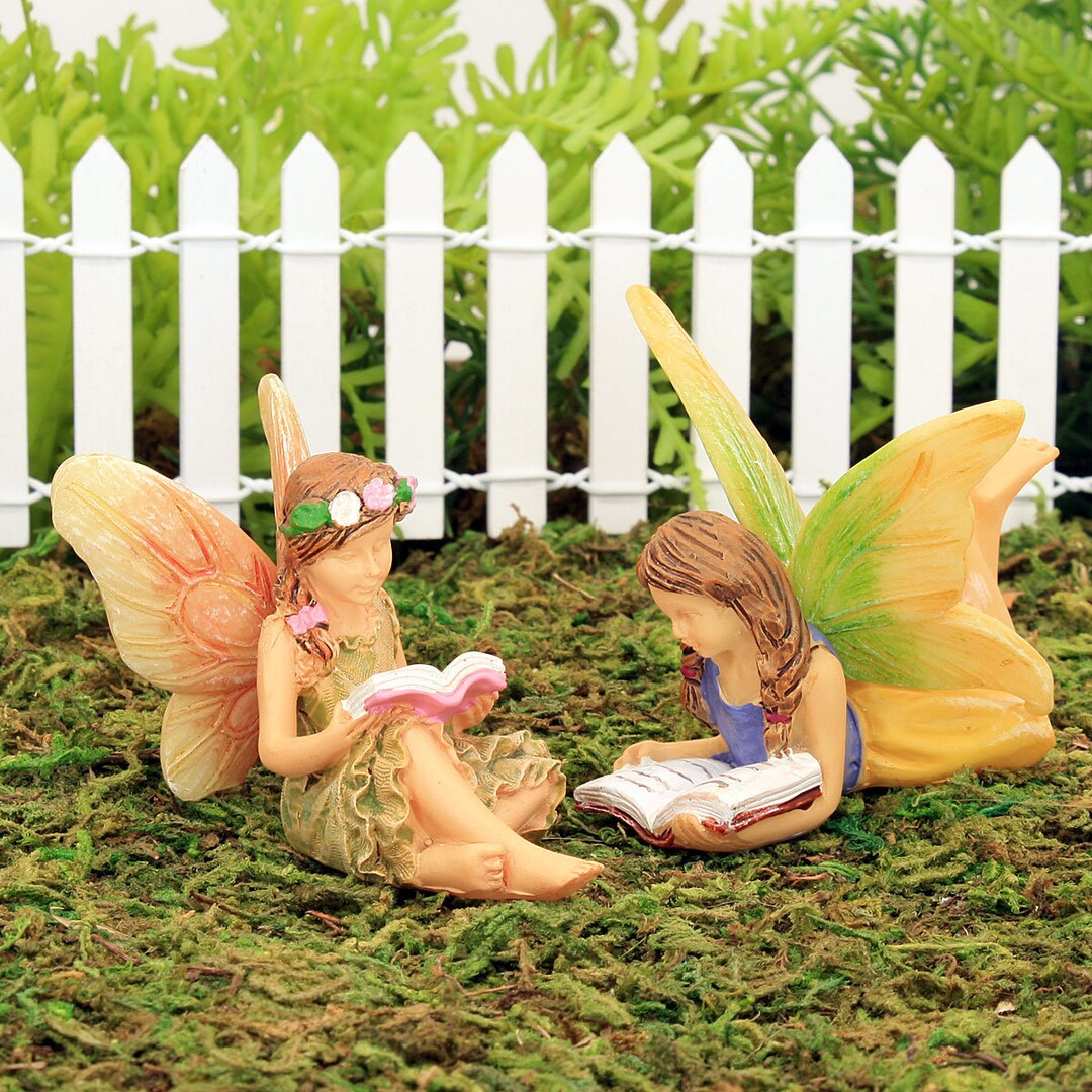 Reading Fairies, Bookworm Fairy, Miniature Fairy Reading Book, Two ...