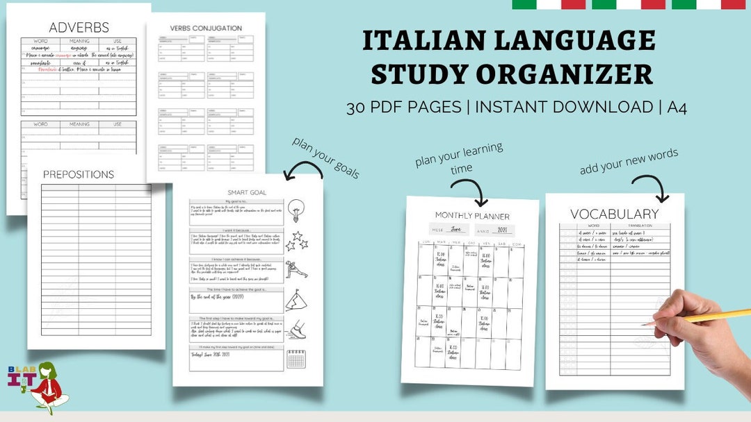 30 Pages Italian Planner, for Beginners to Advanced. Planner ...