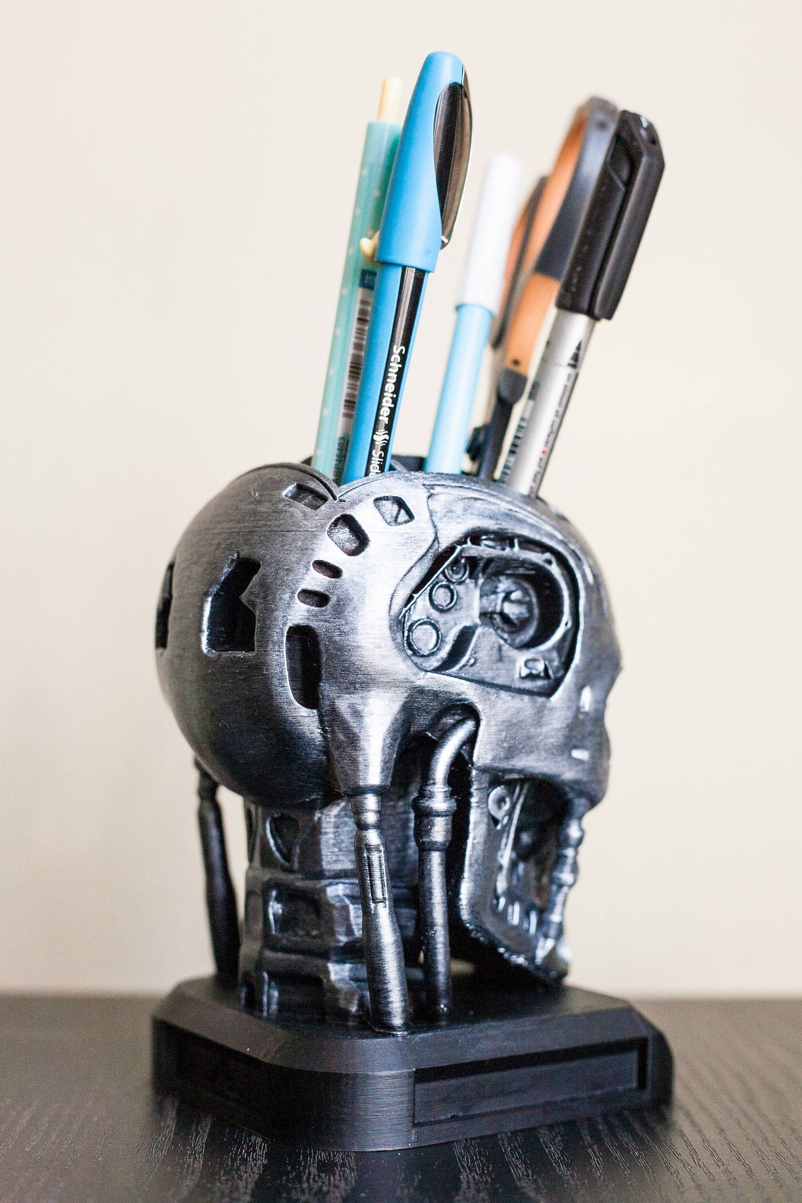 Terminator Skull Terminator T800 Robot Pen Holder Statue Bust - Etsy