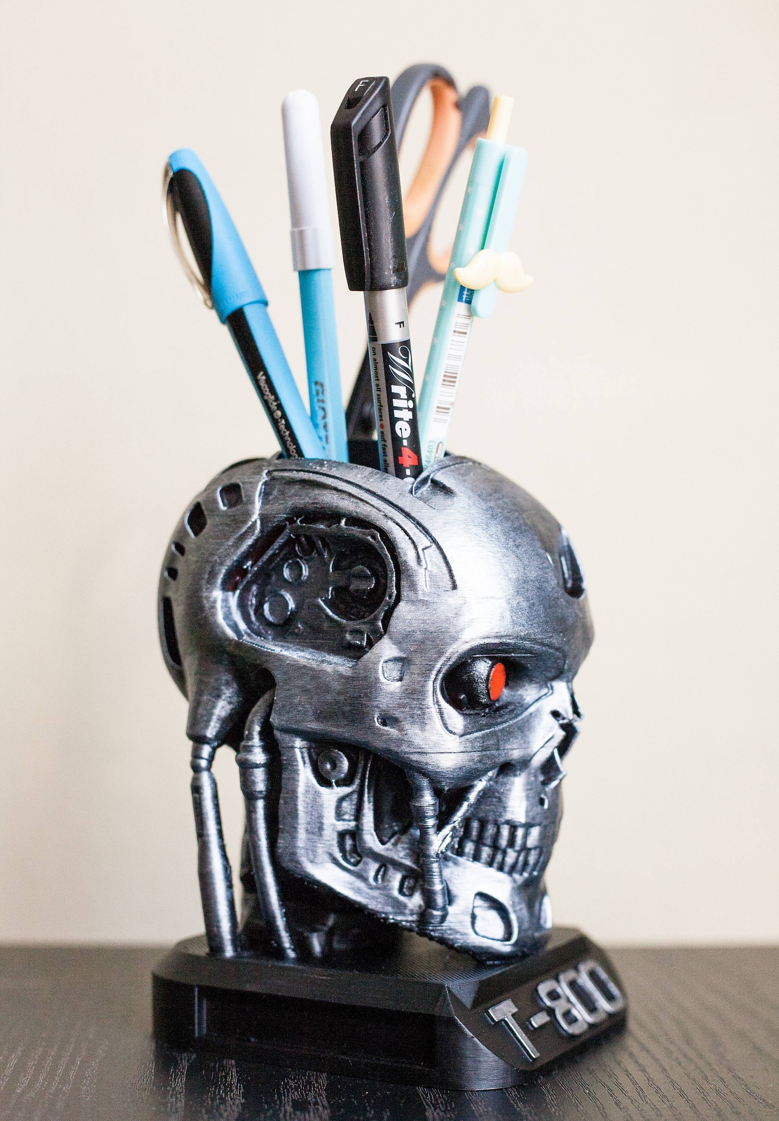 Terminator Skull Terminator T800 Robot Pen Holder Statue Bust - Etsy