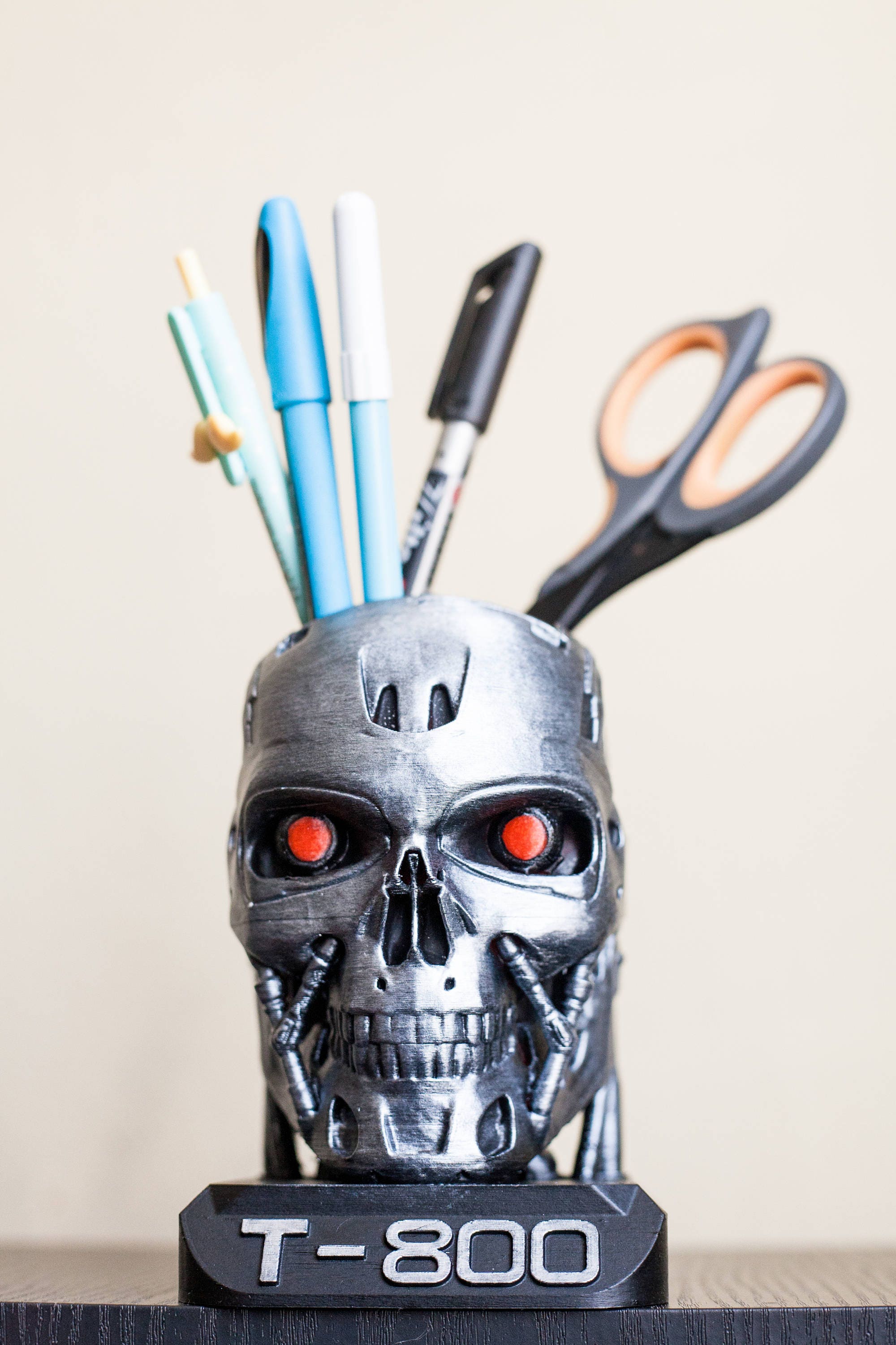 Terminator Skull Terminator T800 Robot Pen Holder Statue Bust - Etsy UK