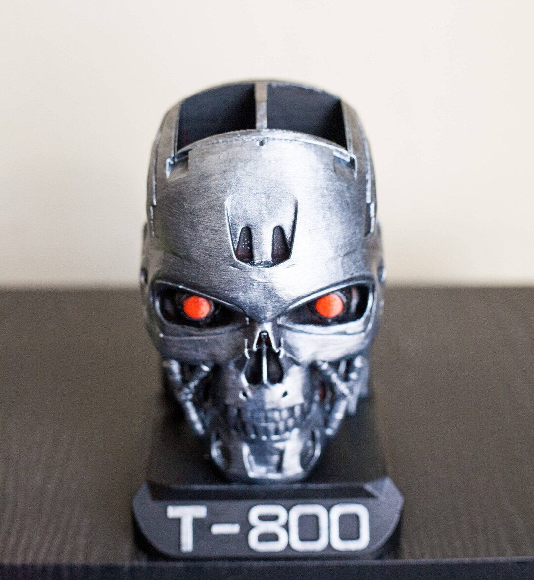 Terminator Skull Terminator T800 Robot Pen Holder Statue Bust Sculpture ...