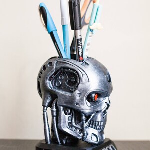 Terminator Skull Terminator T800 Robot Pen Holder Statue Bust Sculpture ...