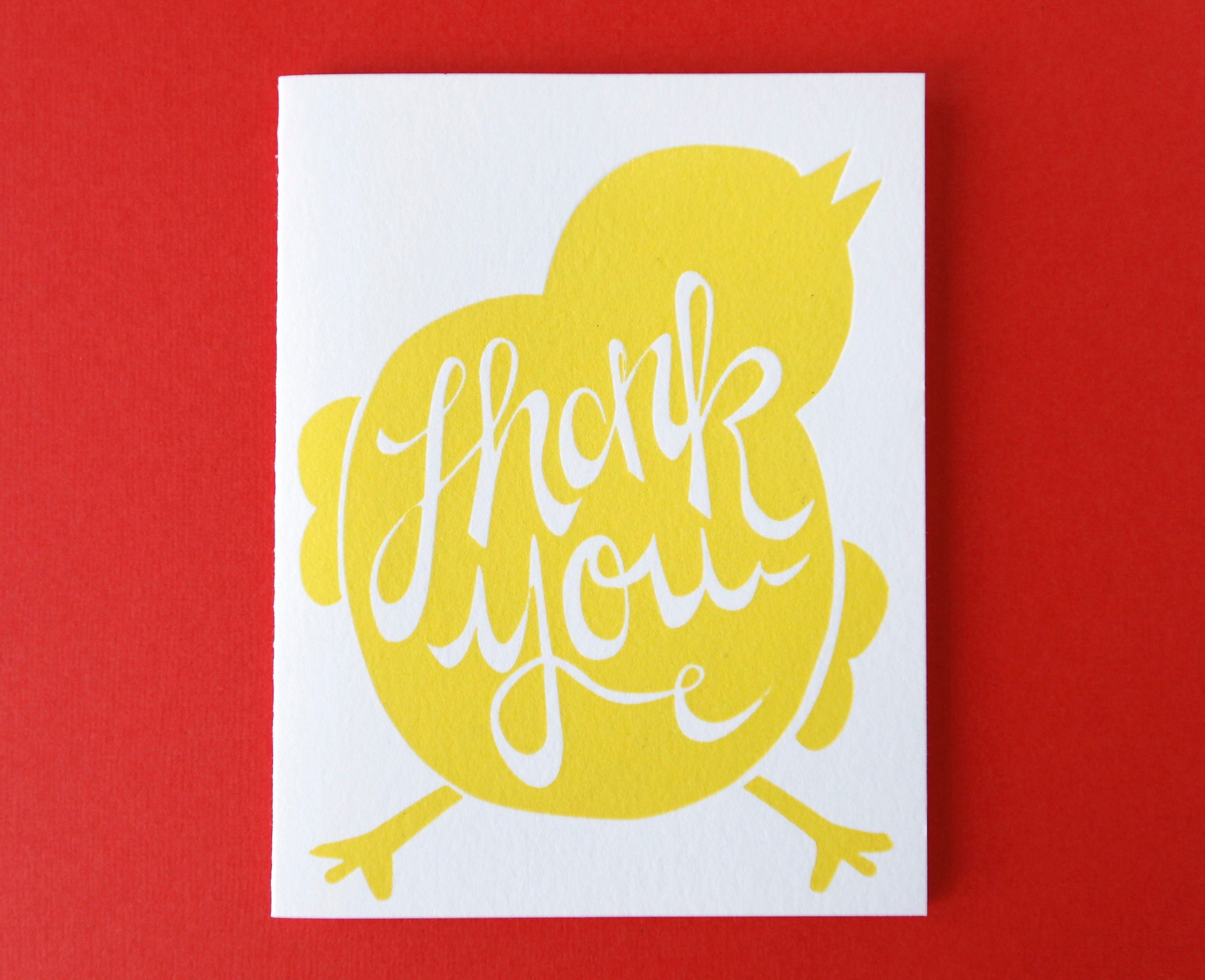 Thank You Baby Chick Letterpress Greeting Card - Etsy.de